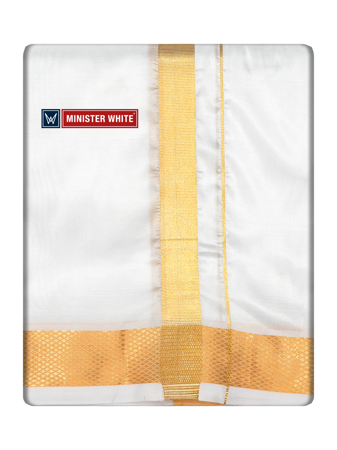 Mens Art Silk Double Layer White Dhoti with 70K Gold Jari Border - Mar ...